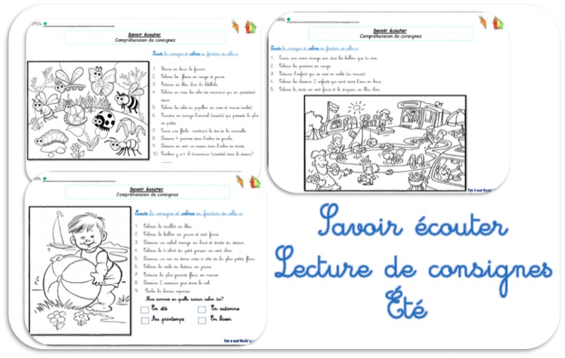 Savoir écouter ou lecture de consignes sur l'été - Dys é moi